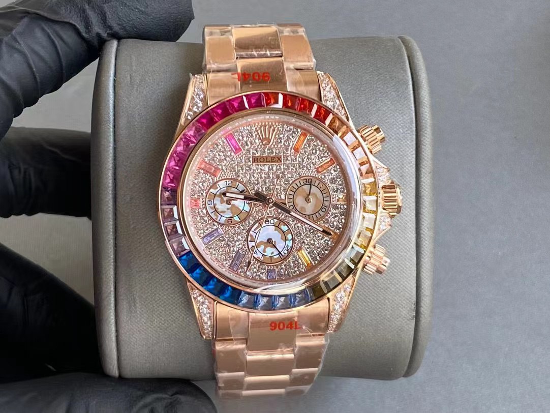 Rolex Cosmograph Daytona Chronograph Automatic Rainbow Pave Watch ...